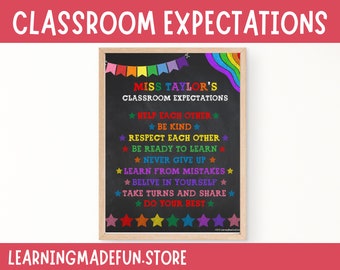 Editable Classroom Expectations Poster Class Rules Bulletin Board ...