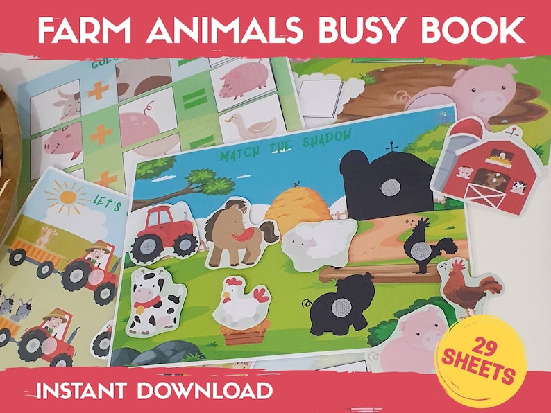 Farm Animals Busy Book Learning Binder Preschool Busy Book - Etsy