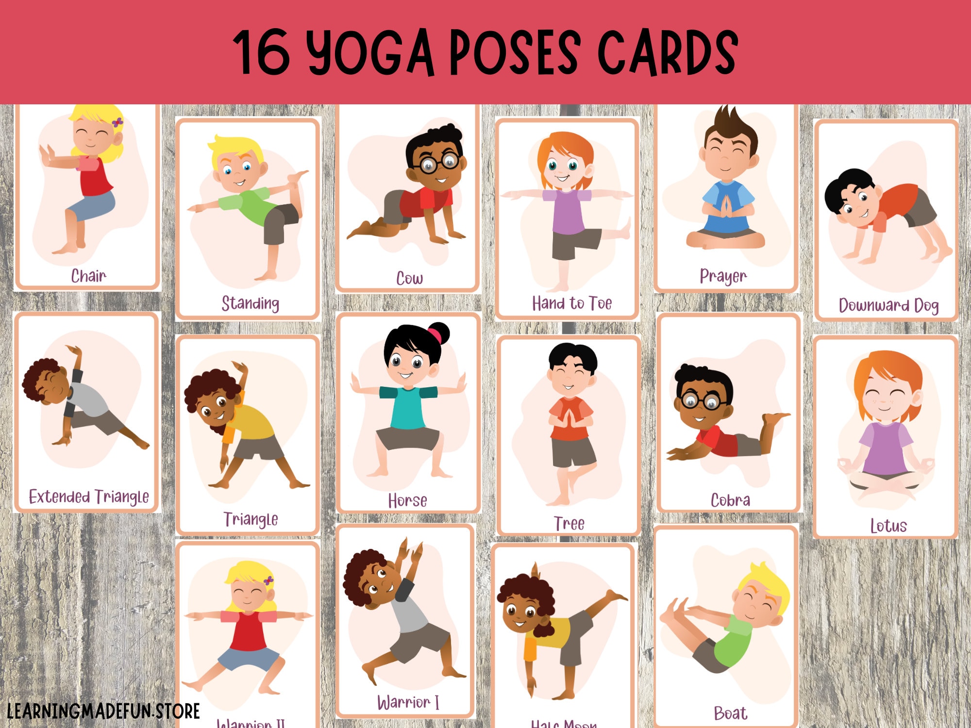 Kids Yoga Cards Childrens Yoga Pose Brain Breaks Flash - Etsy