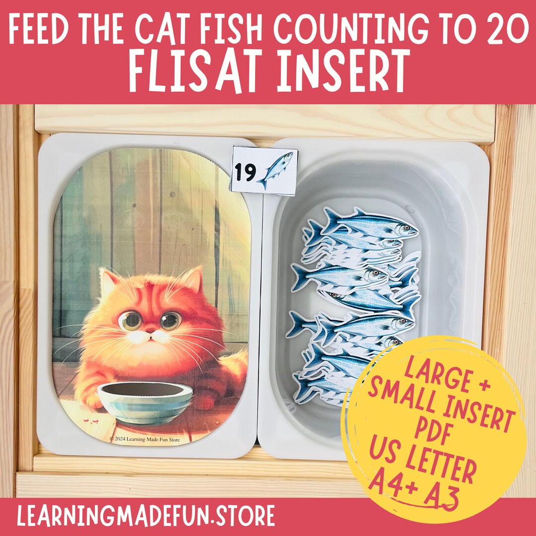 Feed the Cat Counting, Printable Flisat Insert, Trofast Insert ...