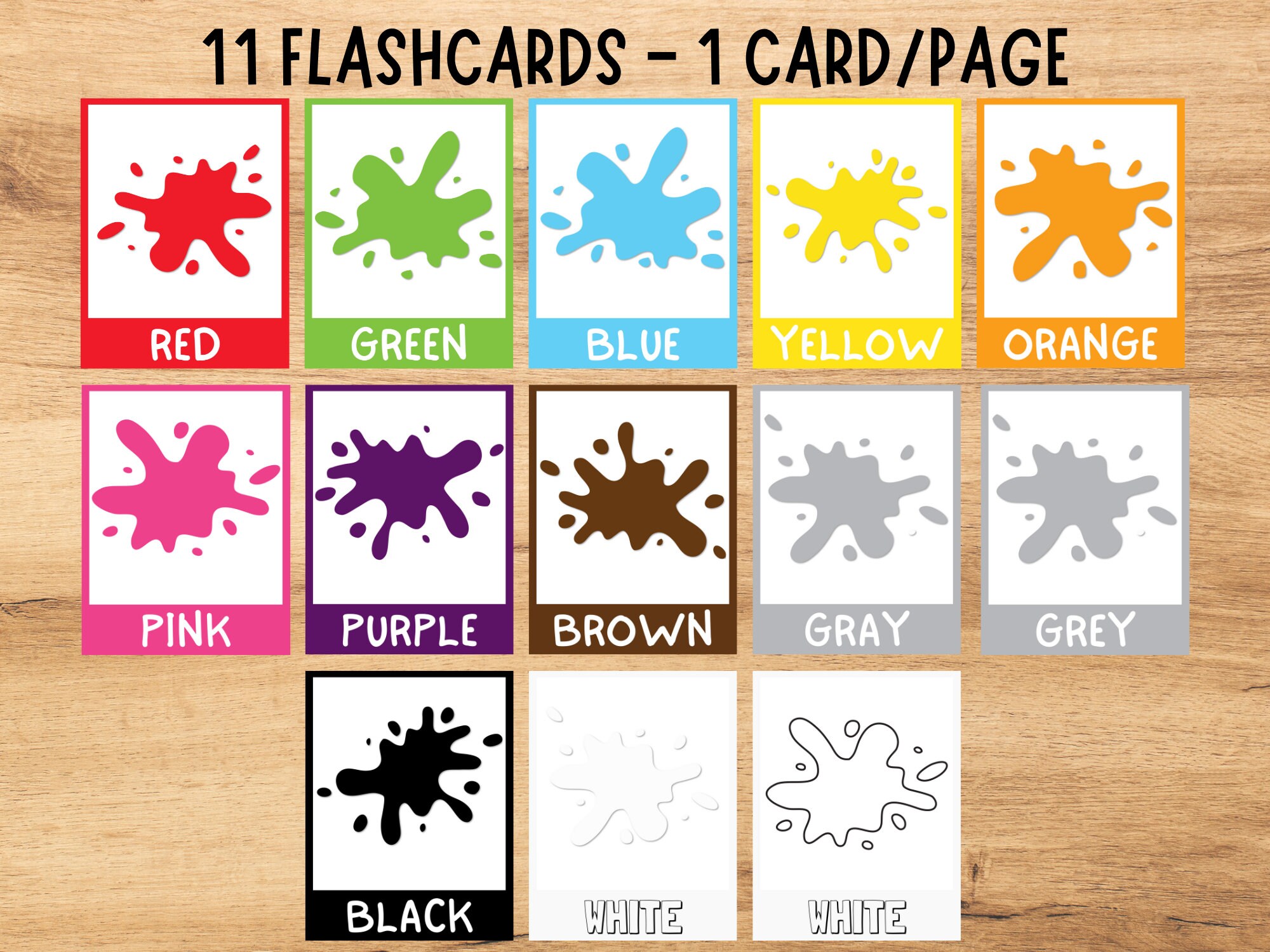 Colors Flashcards Colours Posters Colors Flash Cards - Etsy