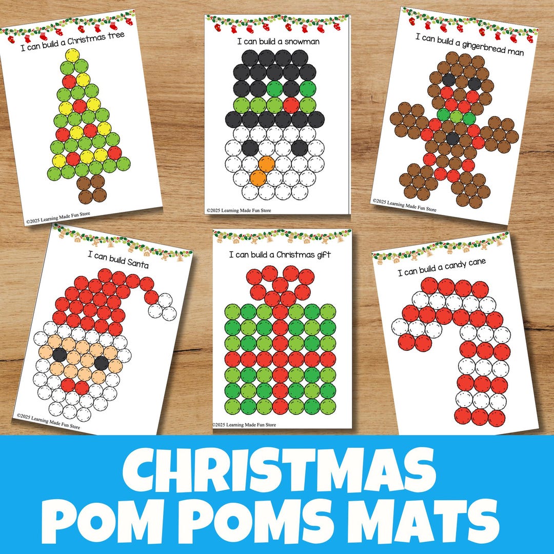 Christmas Pom Poms Mats | Preschool & Kindergarten Math Centers ...