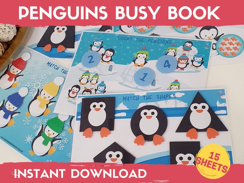 Penguins Toddler Busy Book: Matching Activities (printable) - Etsy