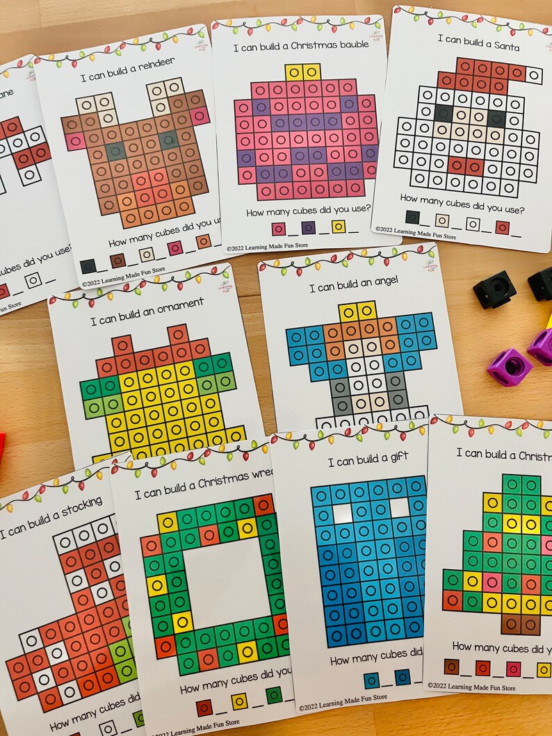 Christmas Snap Cubes Mats: Preschool Math Game (digital Download) - Etsy
