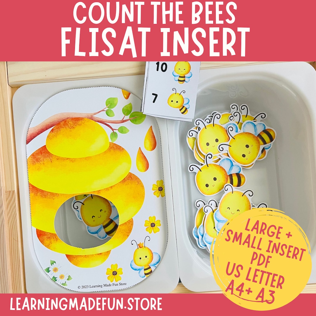 Count the Bees, Printable Flisat Insert, Trofast Insert, Preschool ...