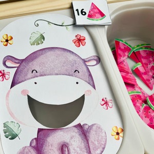 Feed the Hippo Counting to 20, Printable Flisat Insert, Trofast Insert ...