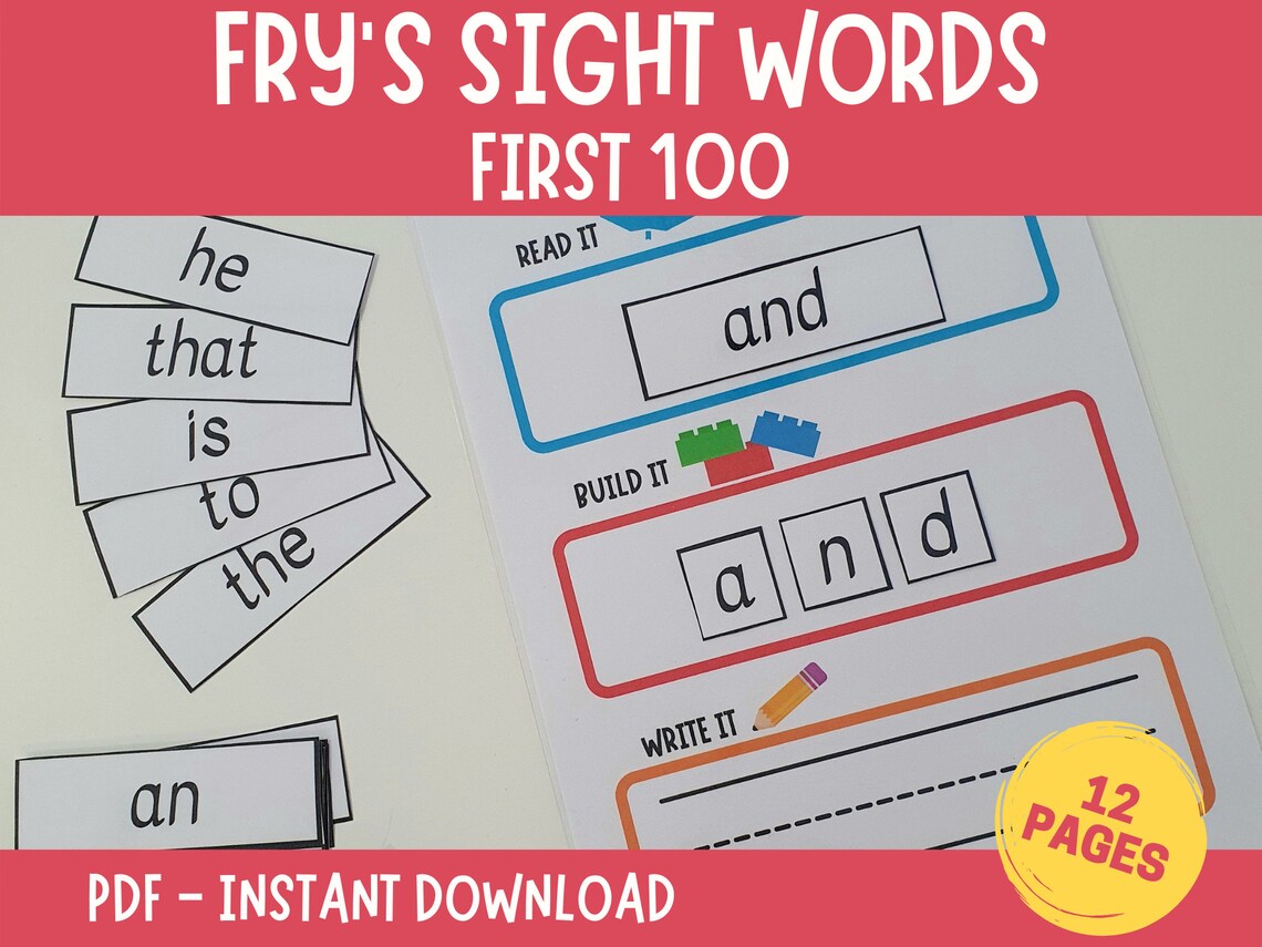 Sight Word Practice Printable Spelling Game Kindergarten - Etsy