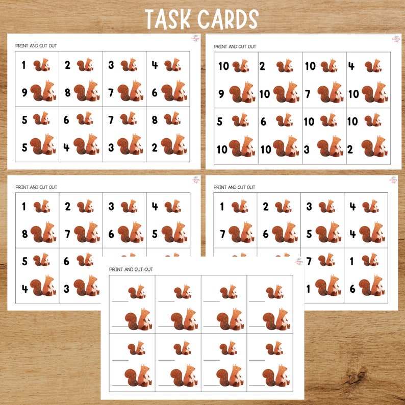 Squirrels Count and Sort Flisat Insert, Preschool Printable (digital ...