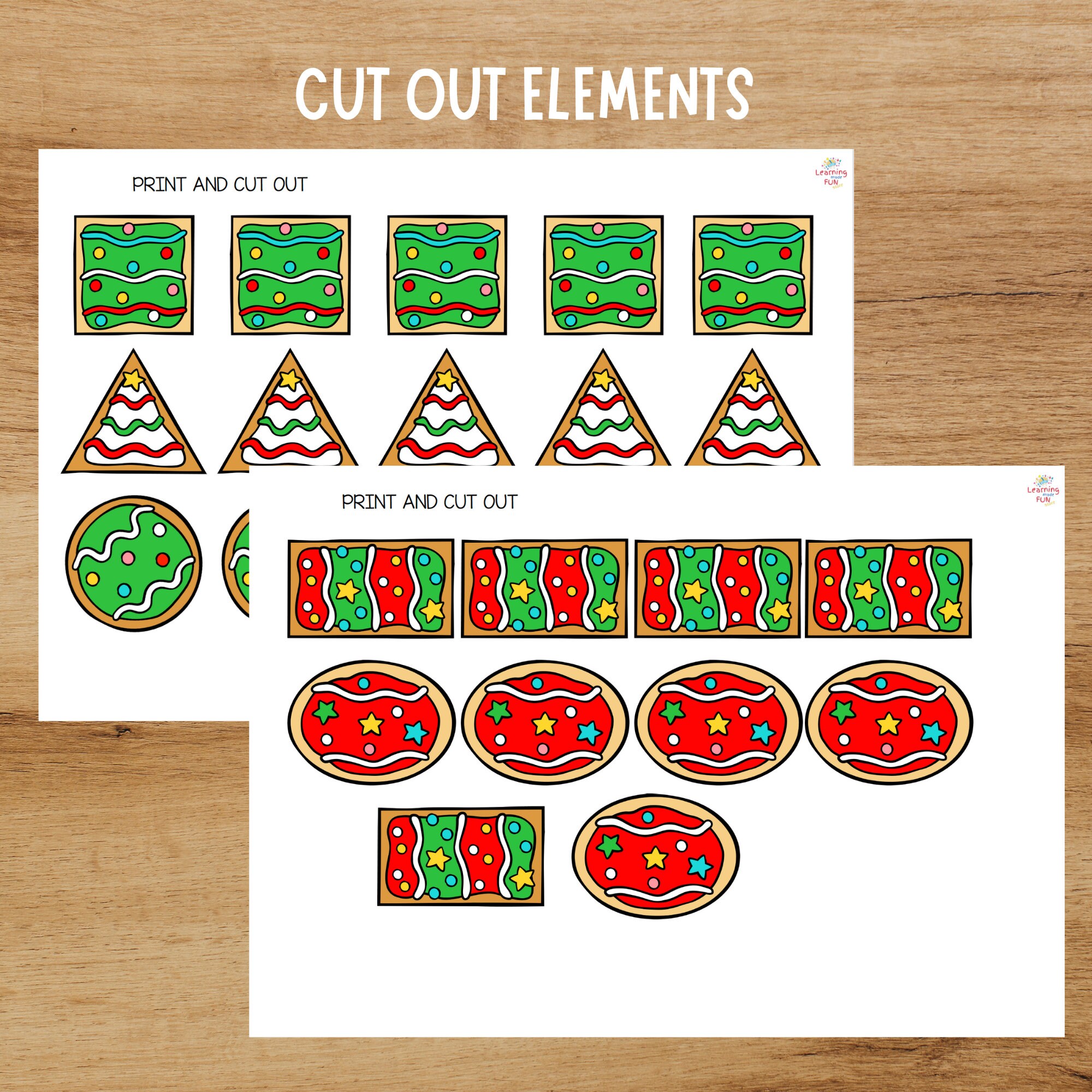 Christmas Shapes Sorting Flisat Insert, Cookie Theme (digital Download ...