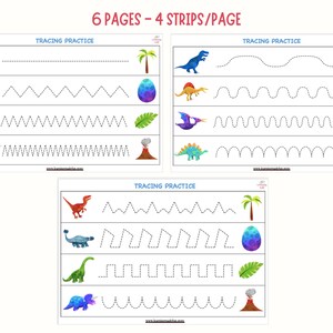 Dinosaurs Tracing Practice, Tracing Strips, Fine Motor Skills, Tracing ...