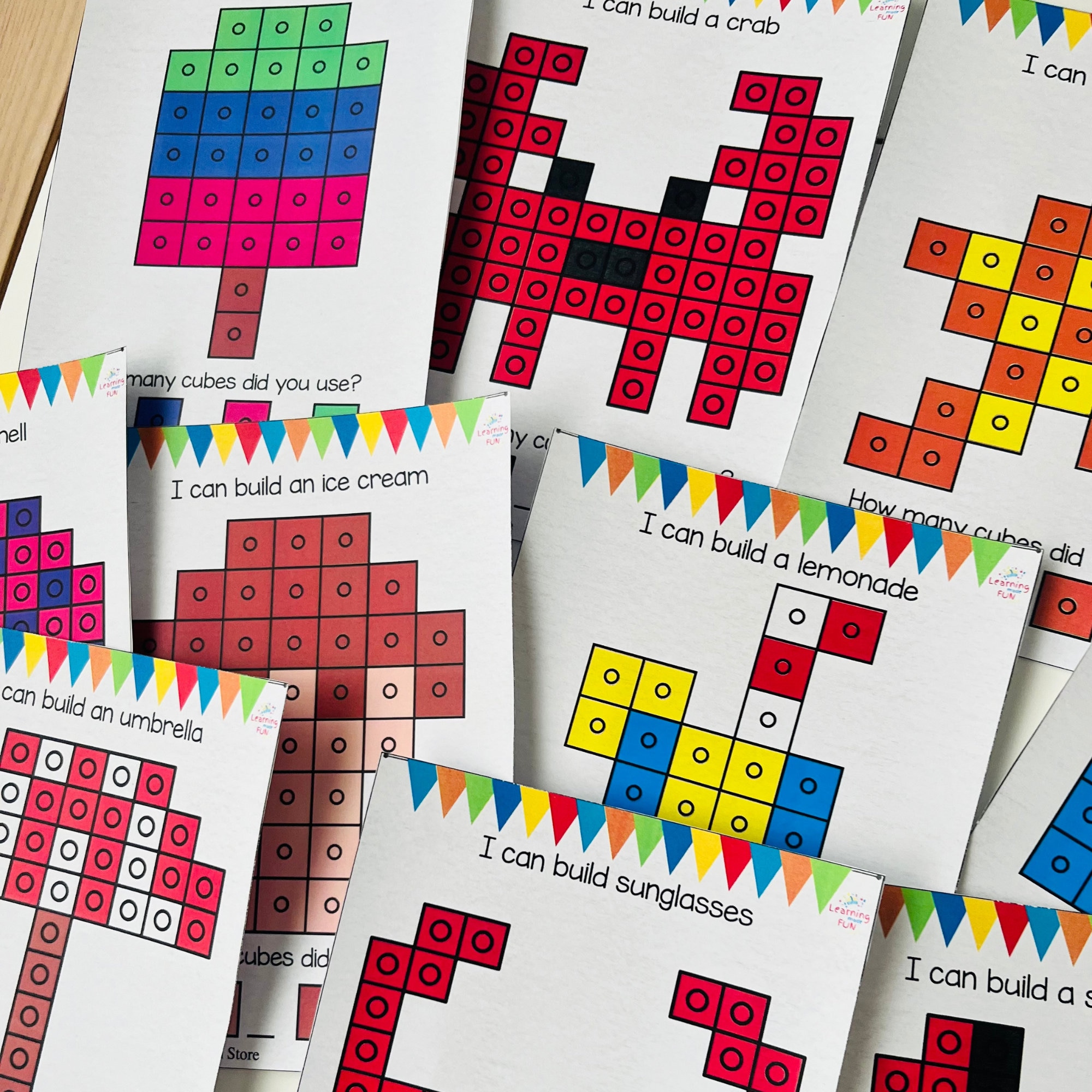 Summer Snap Cubes Mats: Preschool Math Game (PDF Download) - Etsy
