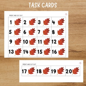 Fall Leaves Counting to 20, Printable Flisat Insert, Trofast Insert ...