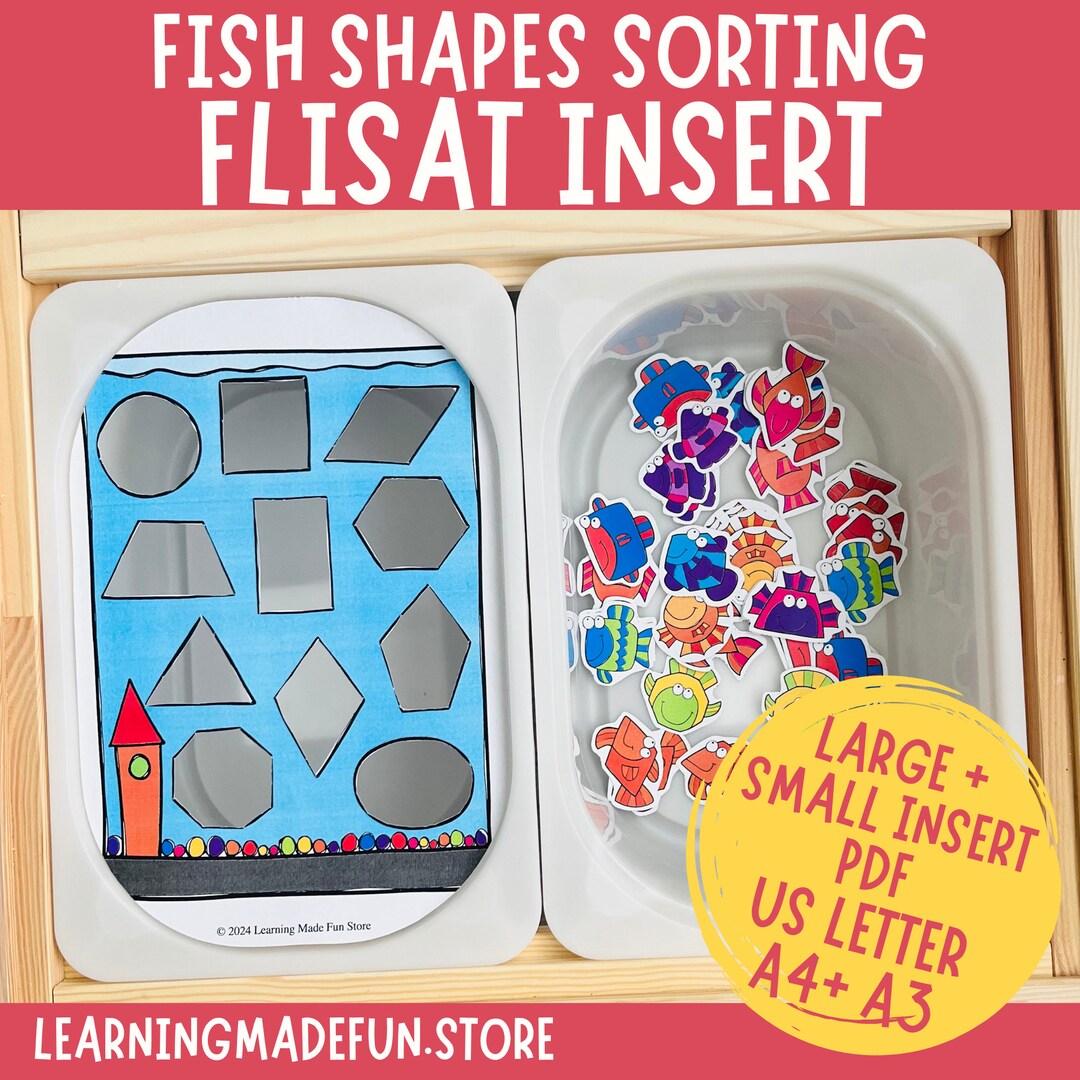 Fish Shapes Sorting. Printable Flisat Insert, Trofast Insert, Preschool ...