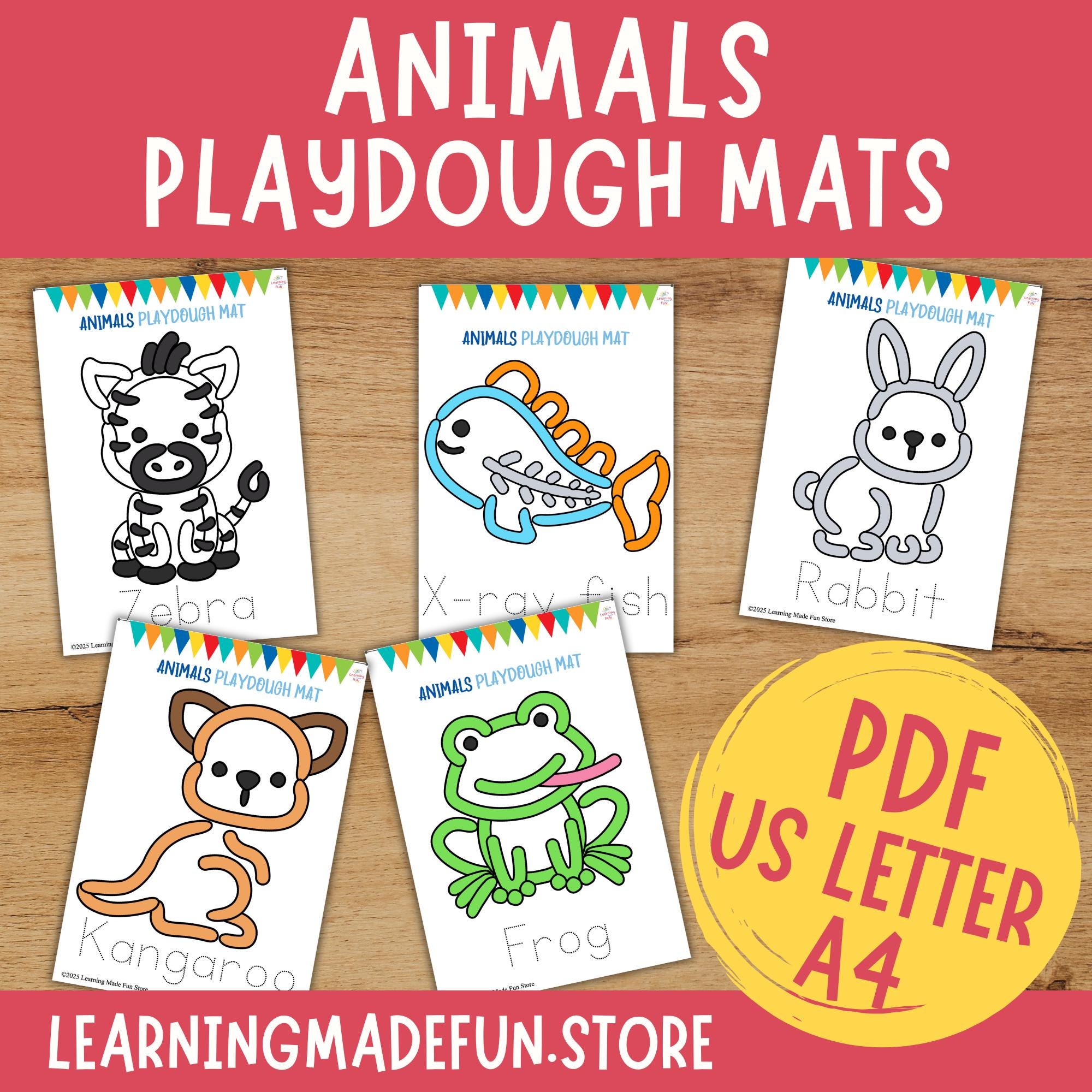 Animals Play Dough Mats, Zoo Animals Play Doh Activity, for Homeschool ...
