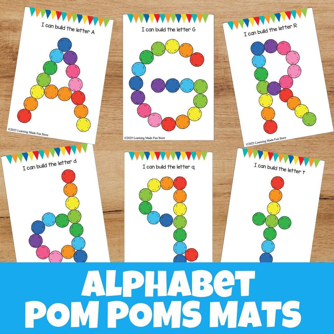 Alphabet Pom Pom Task Cards | Uppercase & Lowercase Letters Fine Motor ...