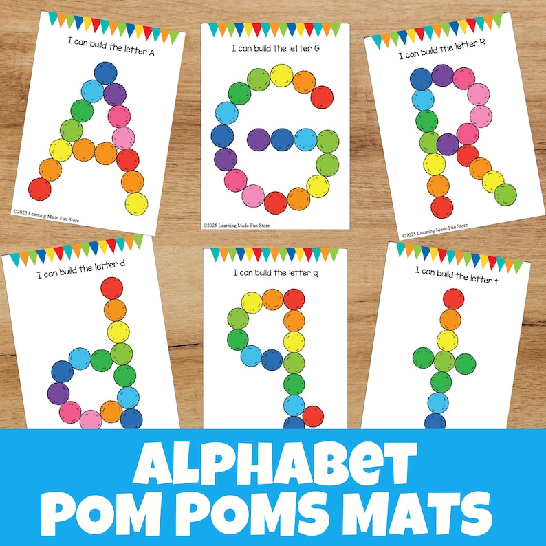 Alphabet Pom Pom Task Cards | Uppercase & Lowercase Letters Fine Motor ...