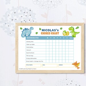 EDITABLE Dinosaurs Reward Chart, Boy Behavior Chart, Responsibilities ...