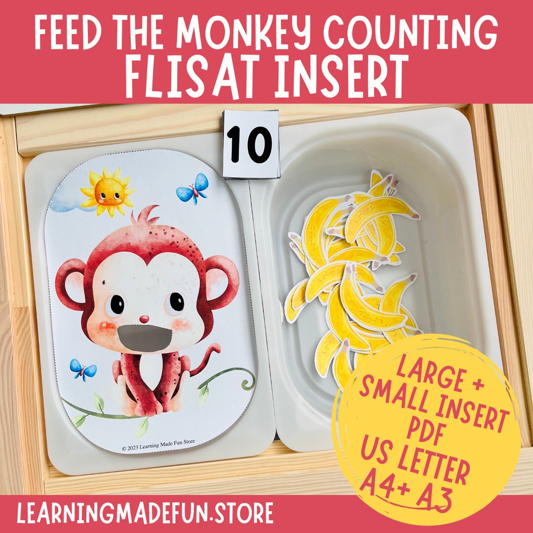 Feed the Monkey Counting, Printable Flisat Insert, Trofast Insert ...