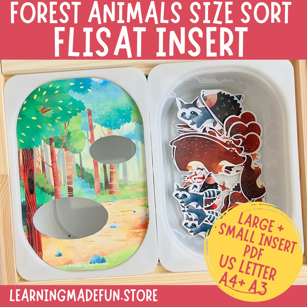 Forest Animals Sort by Size, Printable Flisat Insert, Trofast Insert ...