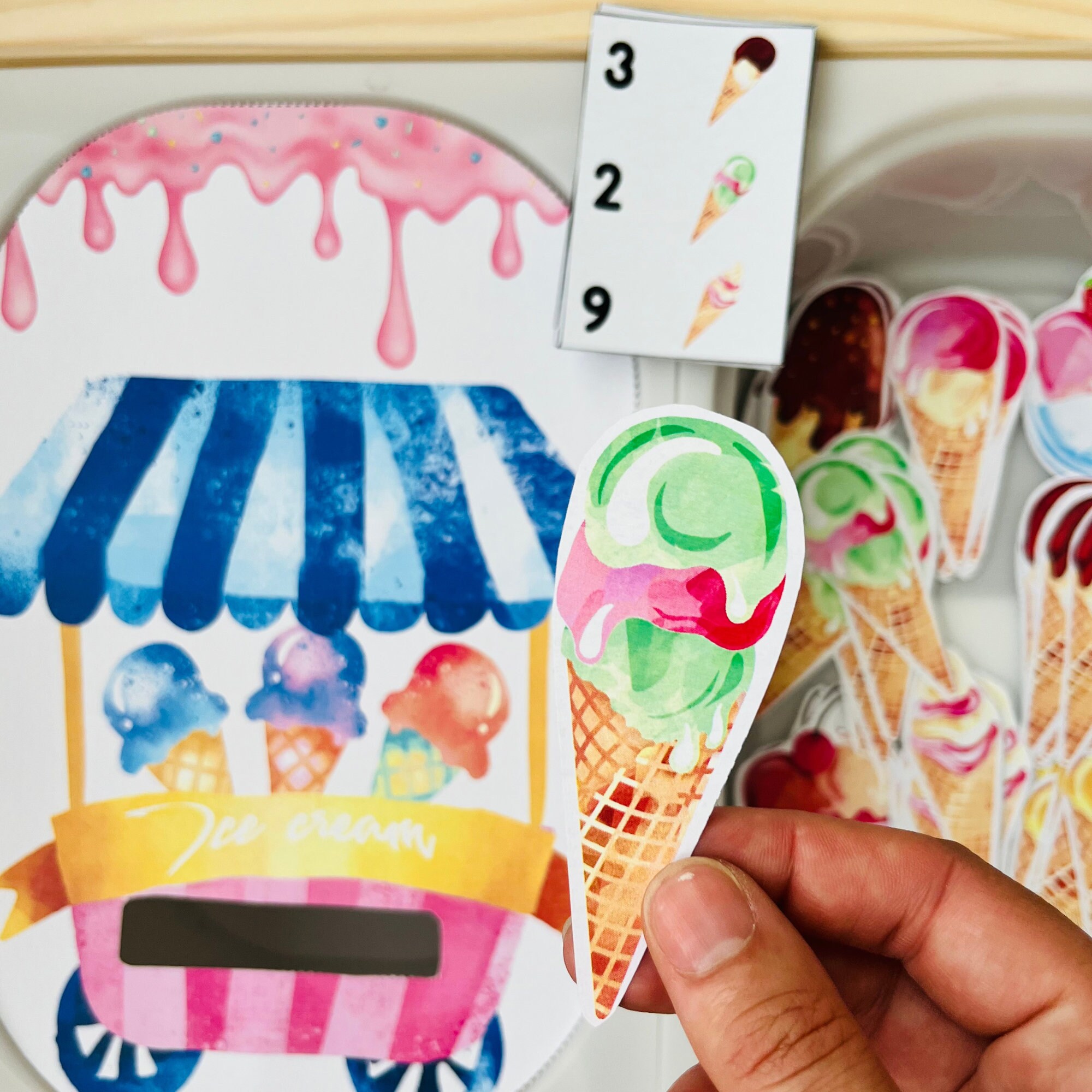 Ice Cream Counting Flisat Insert, Pretend Play Printable (digital ...
