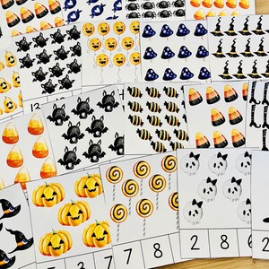 Tarjetas de clip de conteo de Halloween, Actividad de conteo de números ...