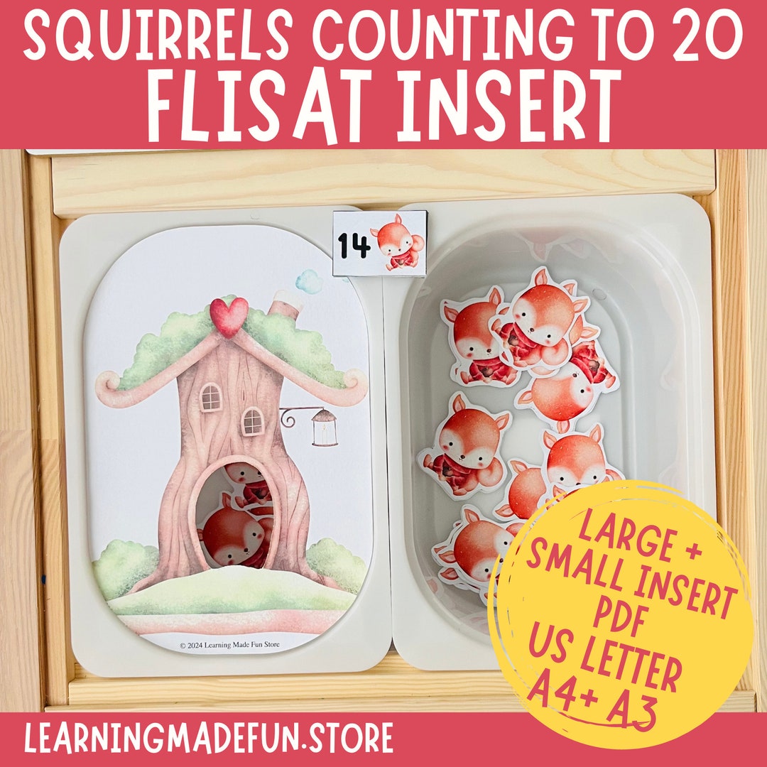 Squirrels Counting to 20, Printable Flisat Insert, Trofast Insert ...