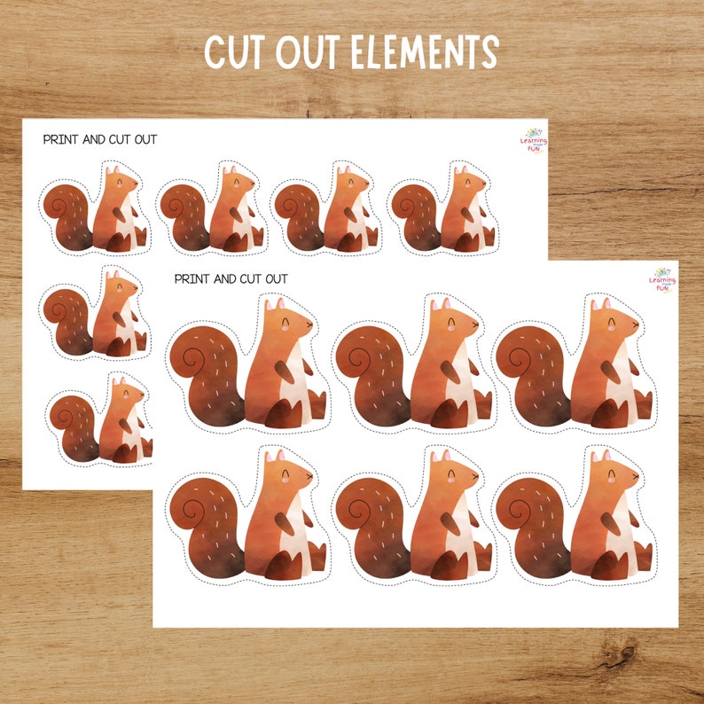 Squirrels Count and Sort Flisat Insert, Preschool Printable (digital ...