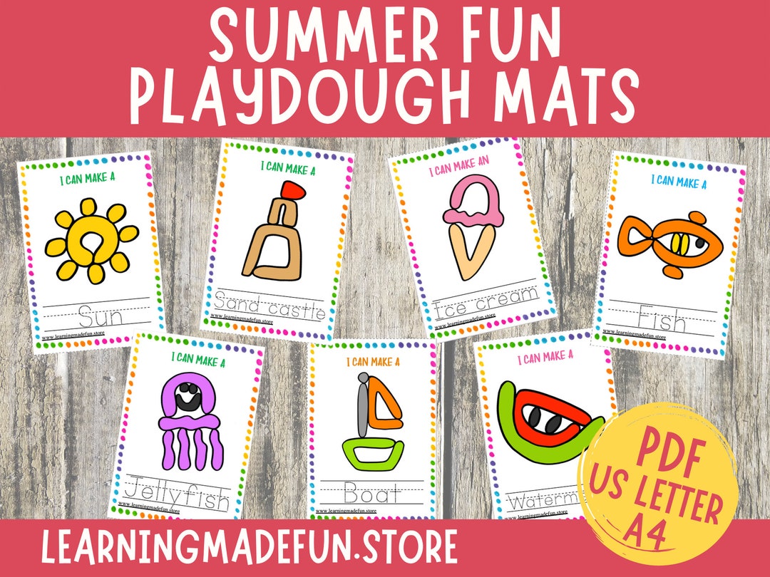 Summer Play Dough Mats Fine Motor Skills Visual Cards Play Doh Mats ...