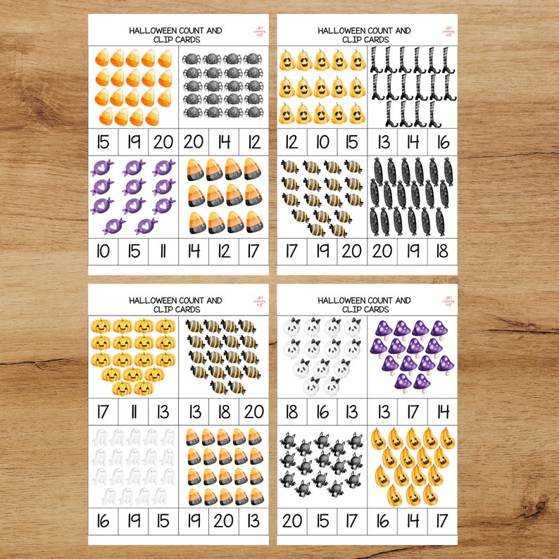 Halloween Count and Clip Cards: Numbers 1-20 (digital Download) - Etsy