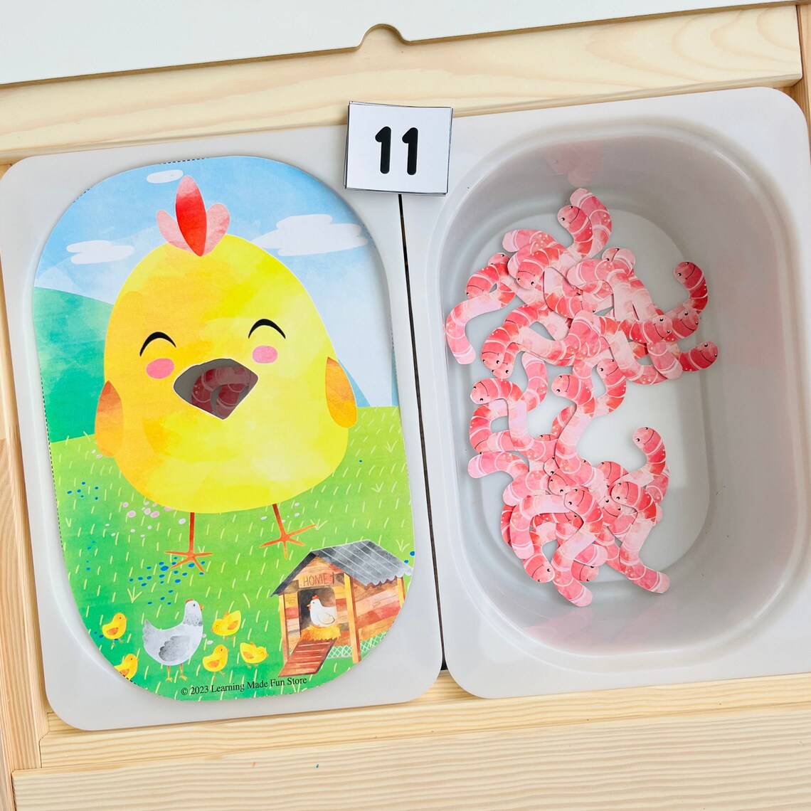 Feed the Chicken Counting, Printable Flisat Insert, Trofast Insert ...