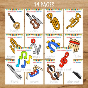Musical Instruments Play Dough Mats, Printable Play Doh Toddler ...