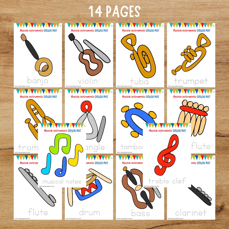 Musical Instrument Playdough Mats: Preschool Music Activity (PDF) - Etsy