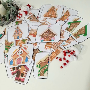 Gingerbread Matching Game for Toddlers, Christmas Games Printable ...