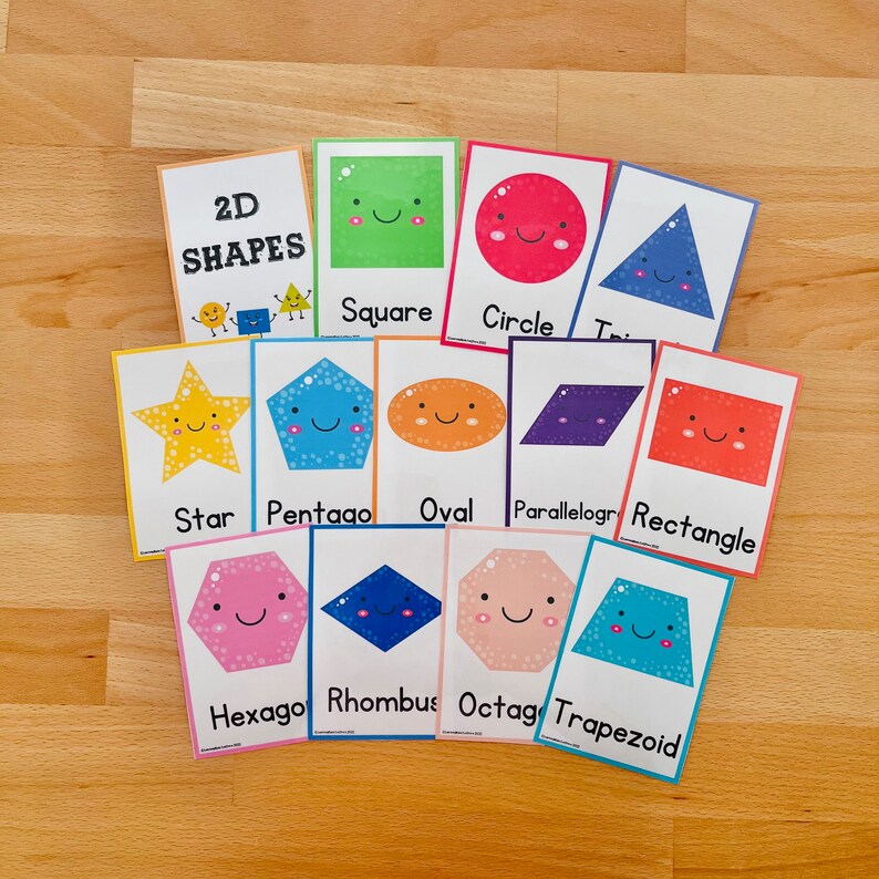Editable 2D Shapes Flashcards: Printable Learning Cards (PDF) - Etsy
