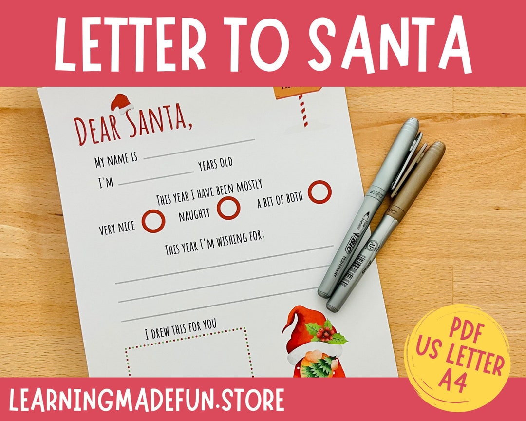 Letter to Santa Template: Kids Christmas Wish List (printable PDF) - Etsy