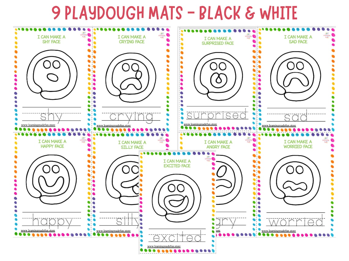 Feelings Play Dough Mats Emotions Cards Play Doh Mat Visual | Etsy