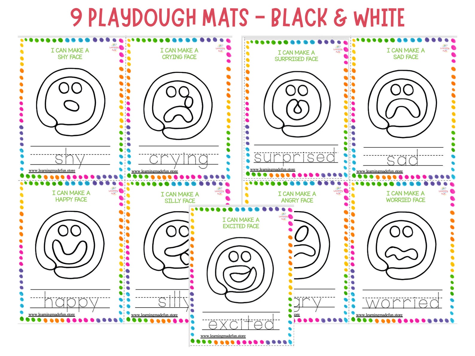 Feelings Play Dough Mats Emotions Cards Play Doh Mat Visual | Etsy