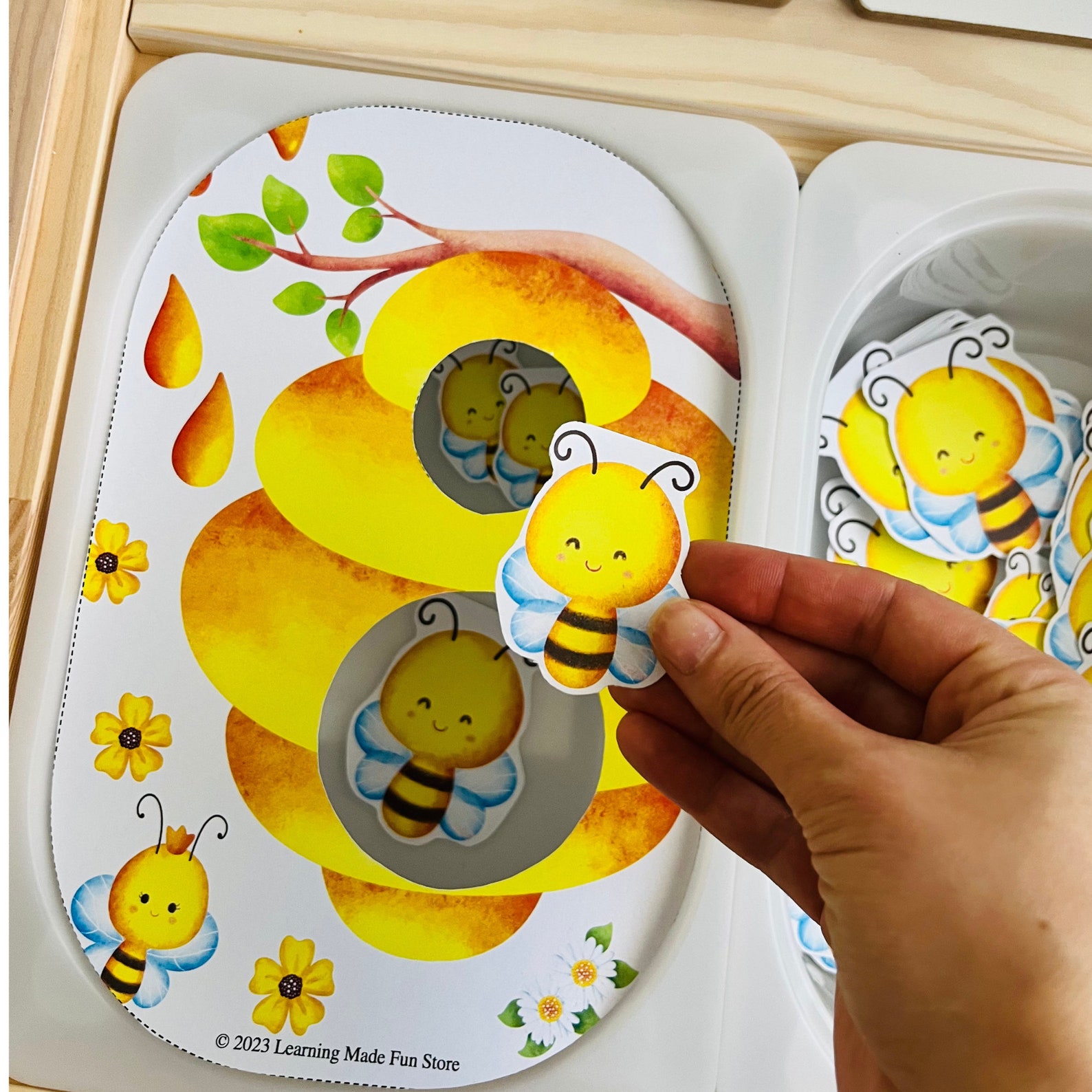 Bees Sort by Size, Printable Flisat Insert, Trofast Insert, Preschool Pretend Play, Toddler ...