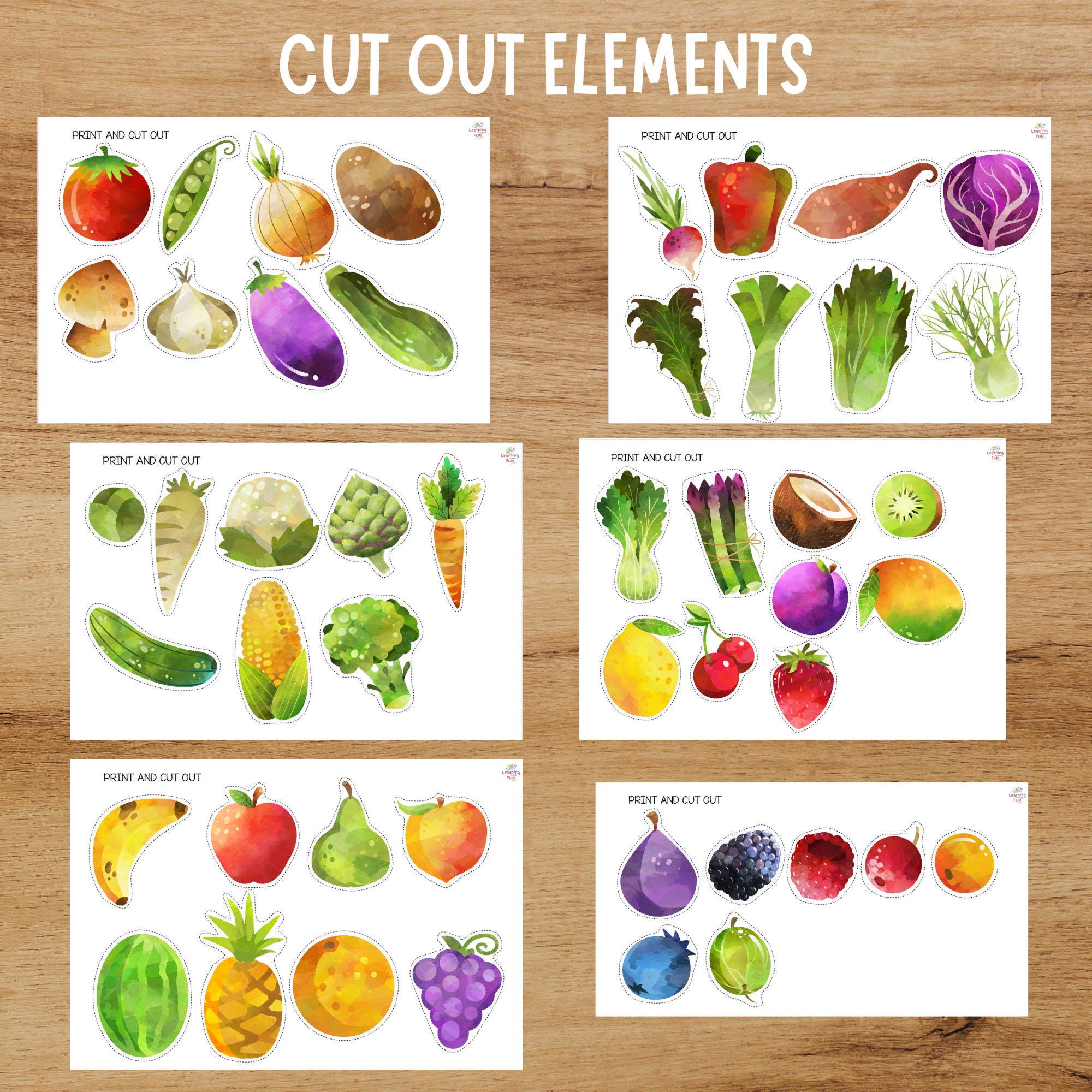 Fruits and Veggies Sorting, Printable Flisat Insert, Trofast Insert ...