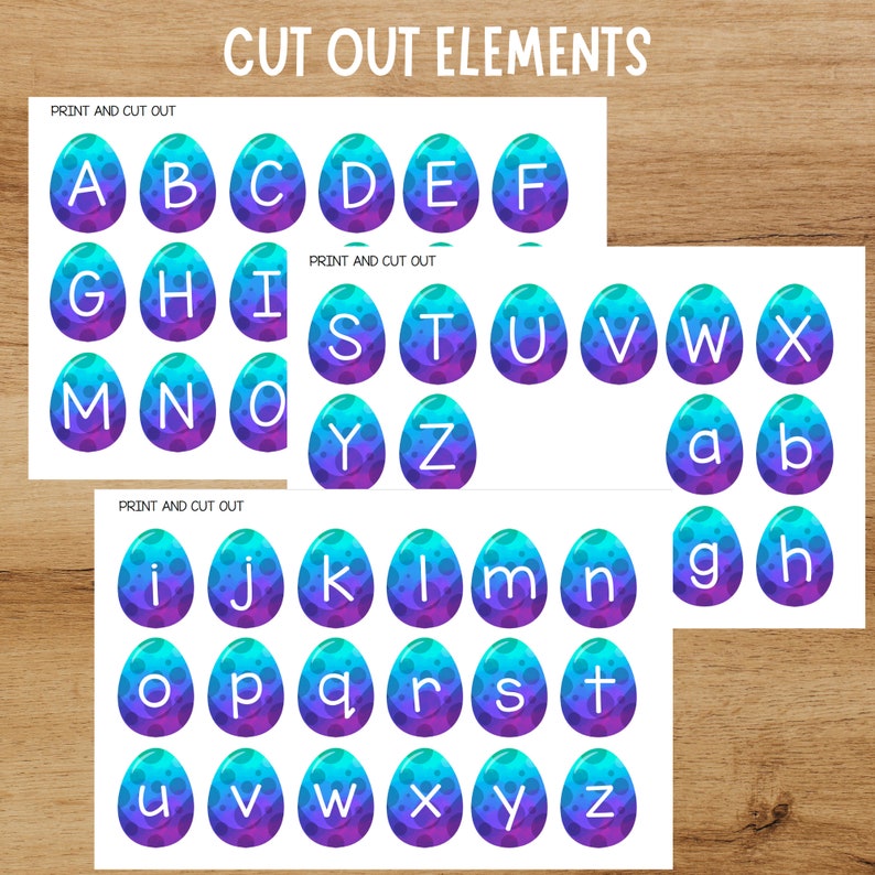 Dinosaur Eggs Alphabet Sorting Flisat Insert (digital Download) - Etsy
