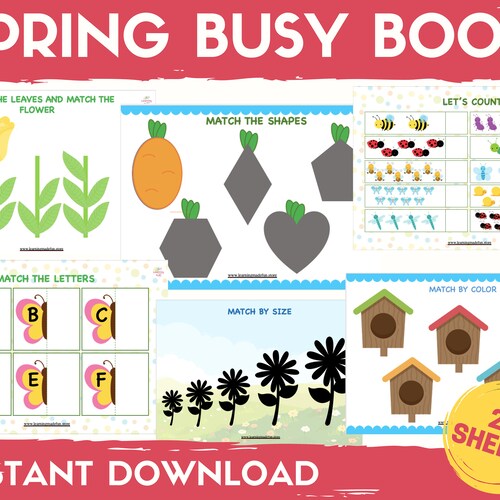 Busy Book Educational Activities Spring Toddler Preschool - Etsy
