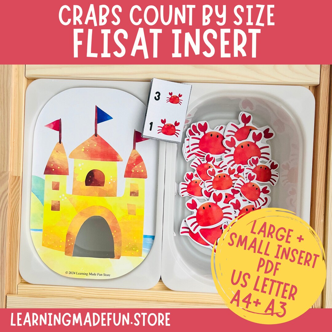Crabs Count and Sort by Size, Printable Flisat Insert, Trofast Insert ...