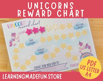 Unicorn Reward Chart Sticker Chart for Kids Behavior Chart Toddler ...