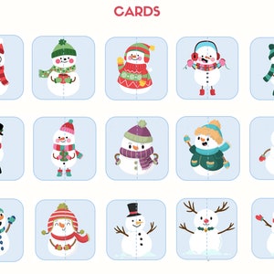 Winter Matching Game for kids Snowman Matching Activity | Etsy