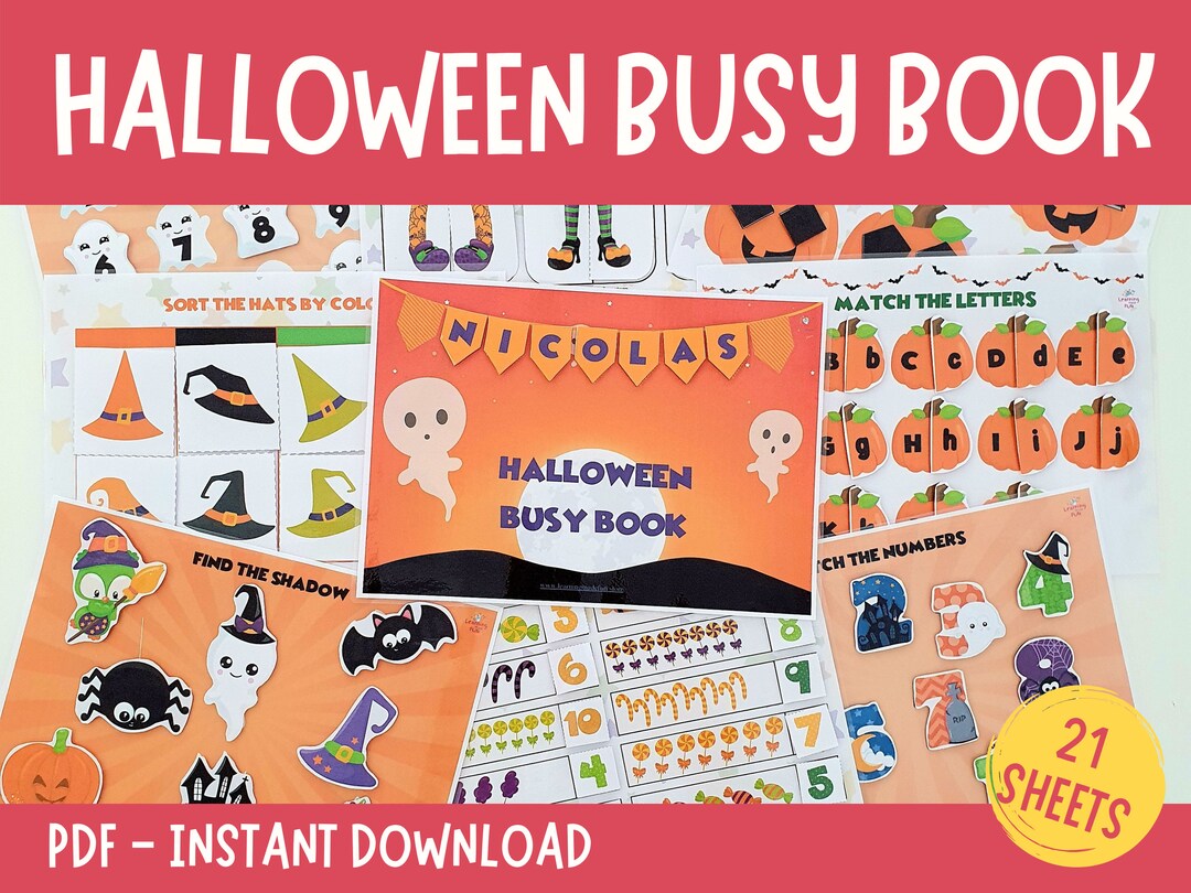 Halloween Busy Book, Toddler Matching Games, Busy Book Printable ...