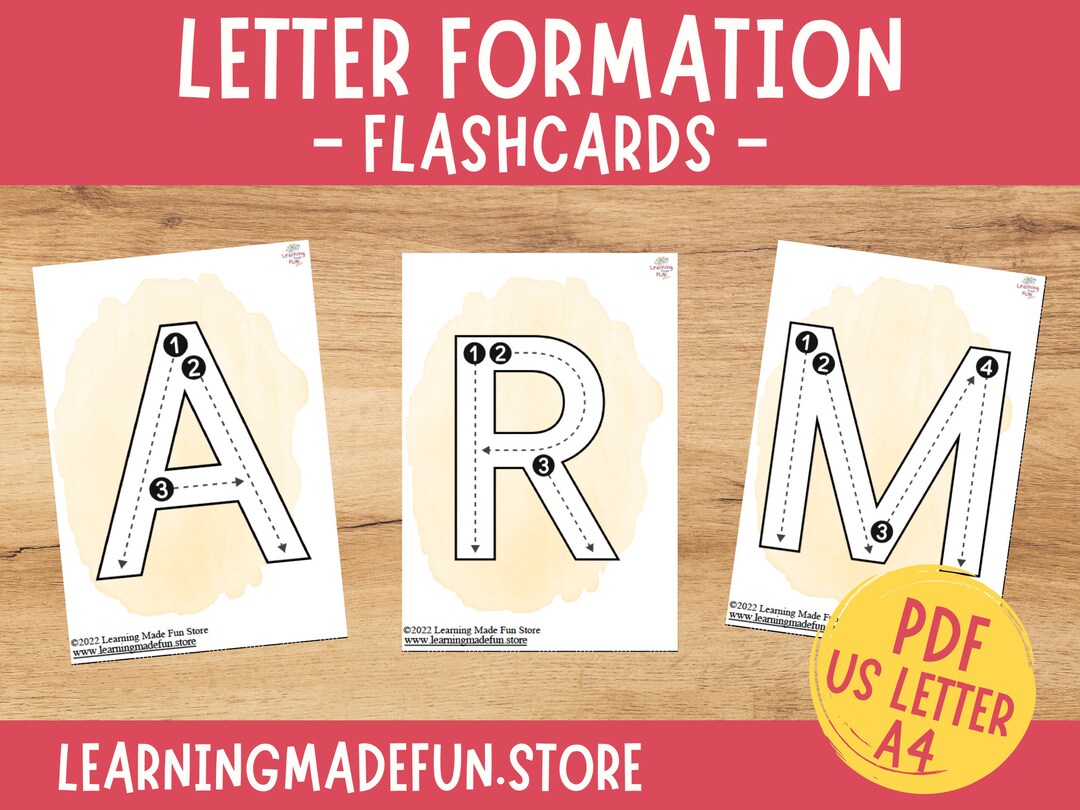 Letter Formation Flash Cards, Learning the Alphabet Cards, ABC Cards ...