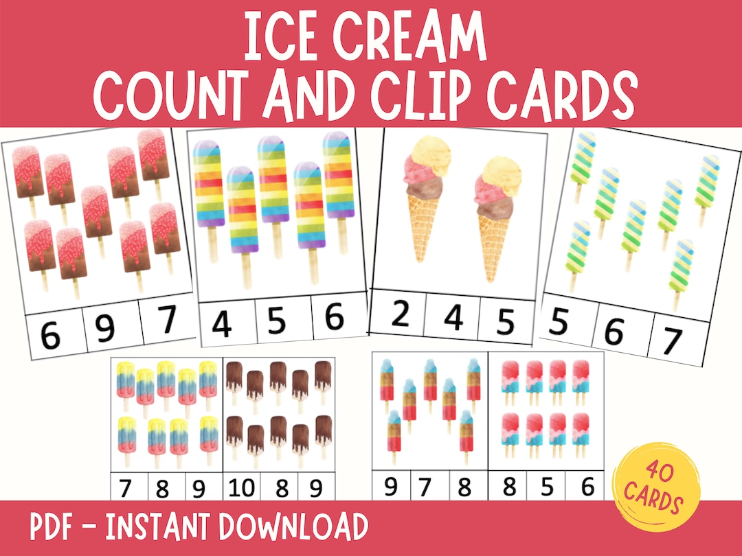 Ice Cream Counting Clip Cards: Montessori Math (digital Download) - Etsy