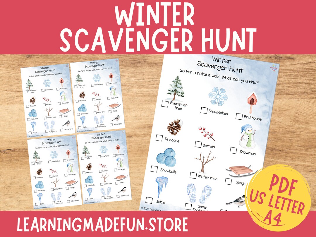 Winter Outdoor Scavenger Hunt, Winter Activity, Nature Study ...