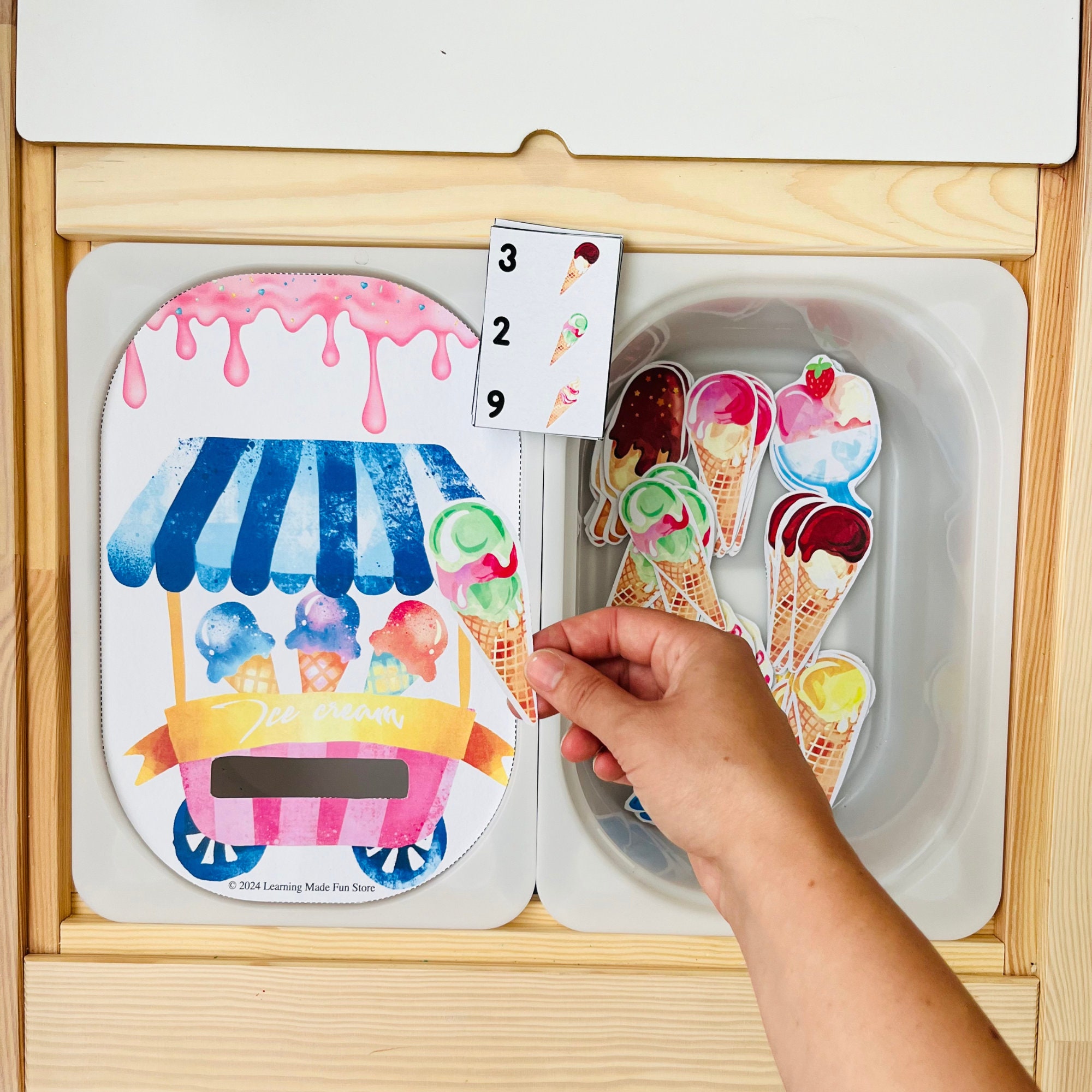 Ice Cream Counting Flisat Insert, Pretend Play Printable (digital ...