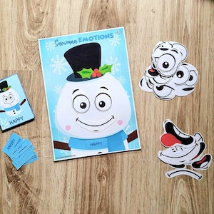 Snowman Emotions and Feelings, Winter Printable Activity for Toddler ...